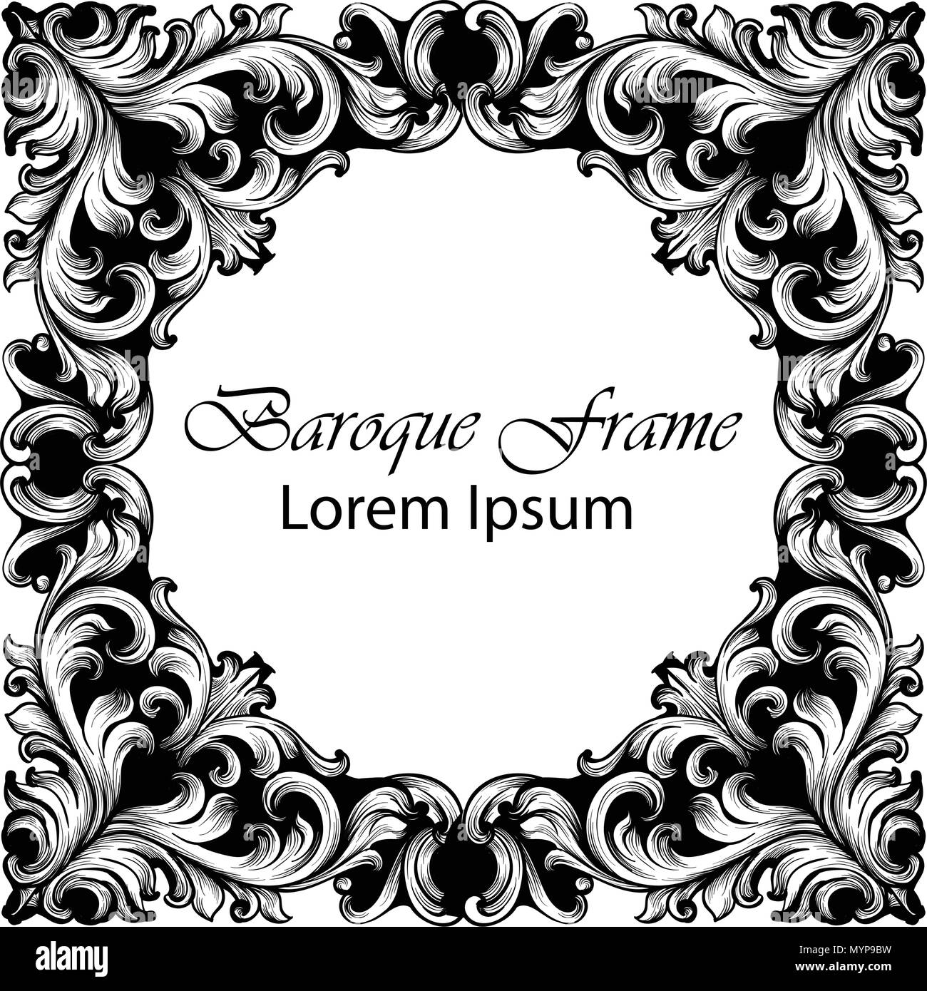 Round Frame Vector. Classic rich ornamented carved decors. Baroque ...