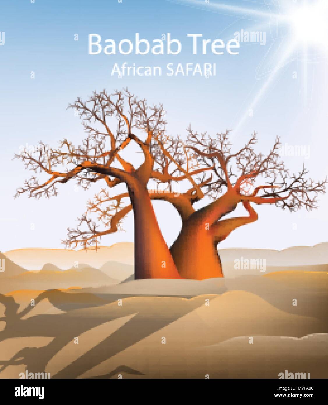 Sunset dunes tree Stock Vector Images - Alamy