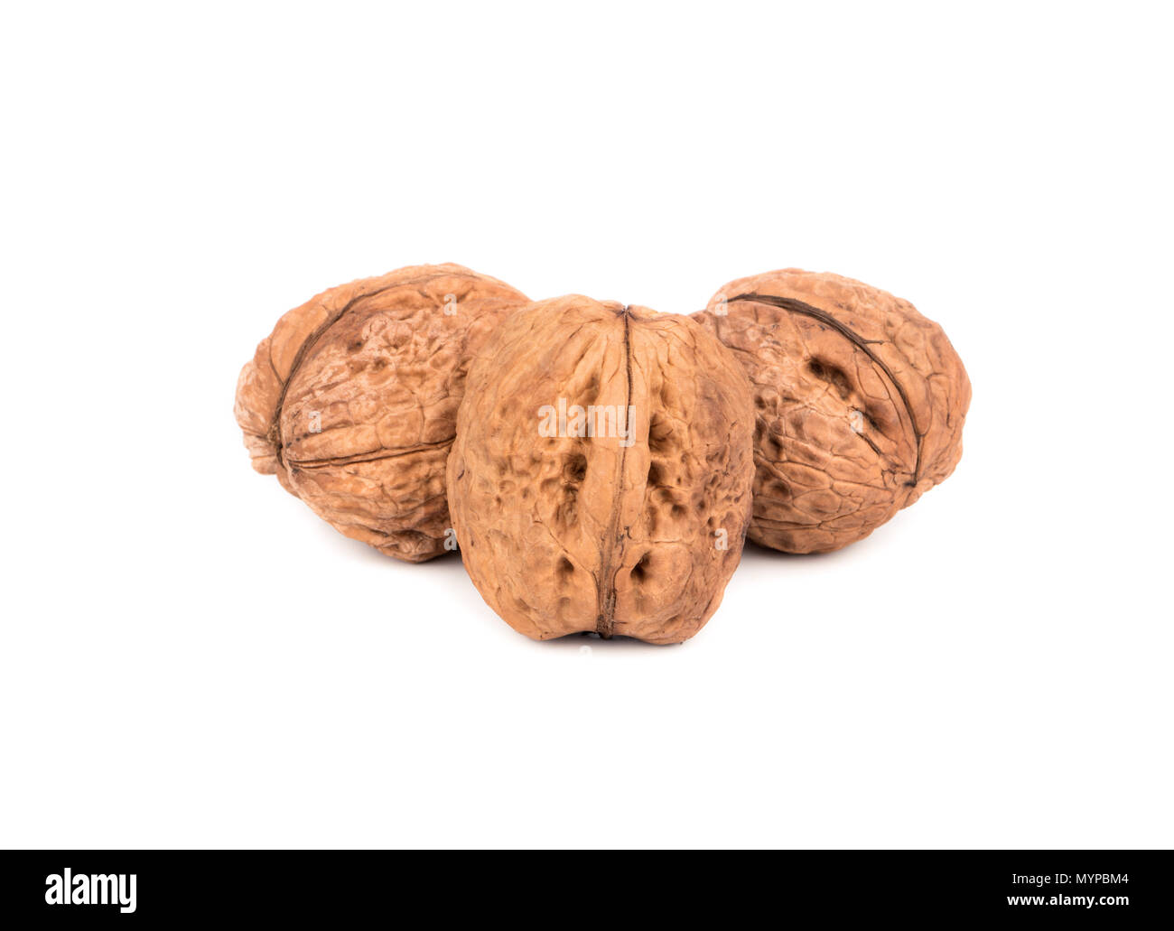 Three large ripe walnuts isolated on white background Stock Photo - Alamy