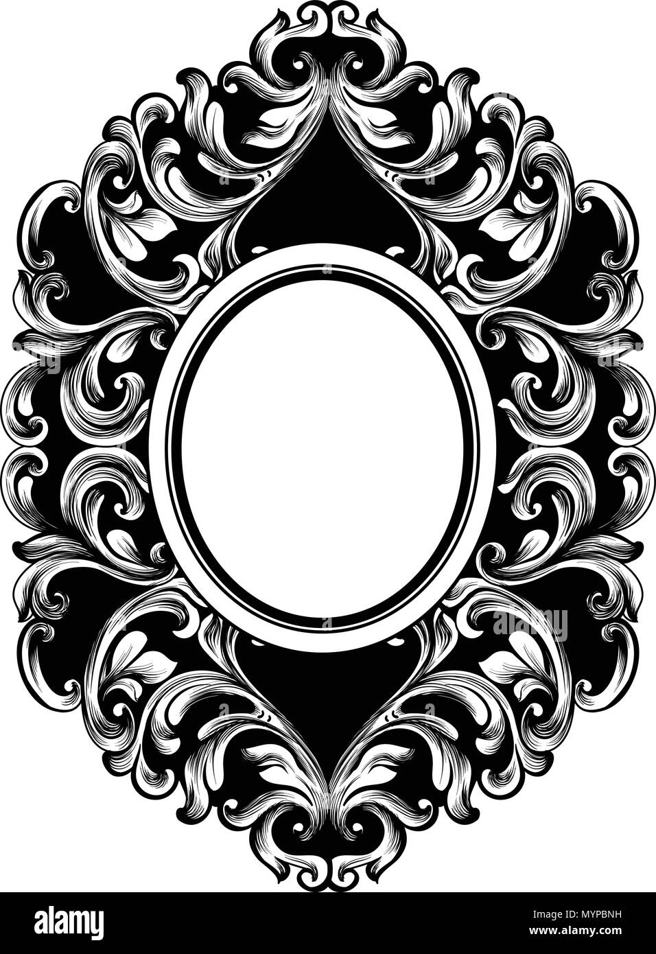 Round Frame Vector. Classic rich ornamented carved decors. Baroque ...