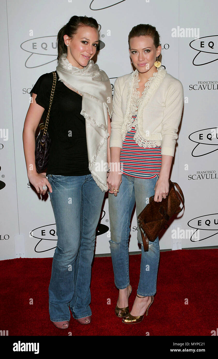 Haylie Duff and Hilary Duff arriving at Equinox Fitness Club Grand ...