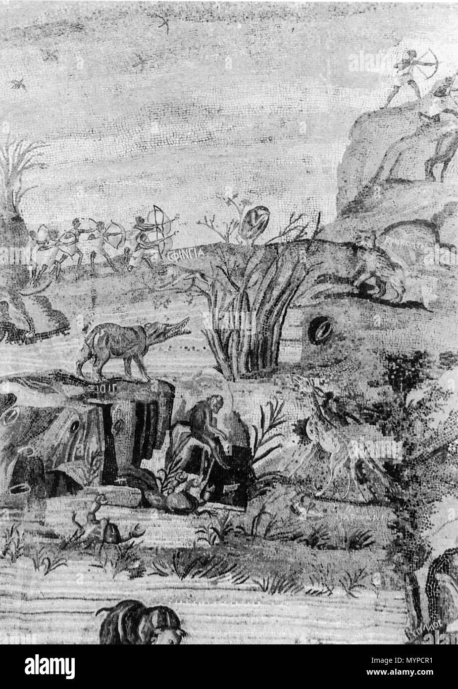 Praeneste nile mosaic section detail Black and White Stock Photos ...