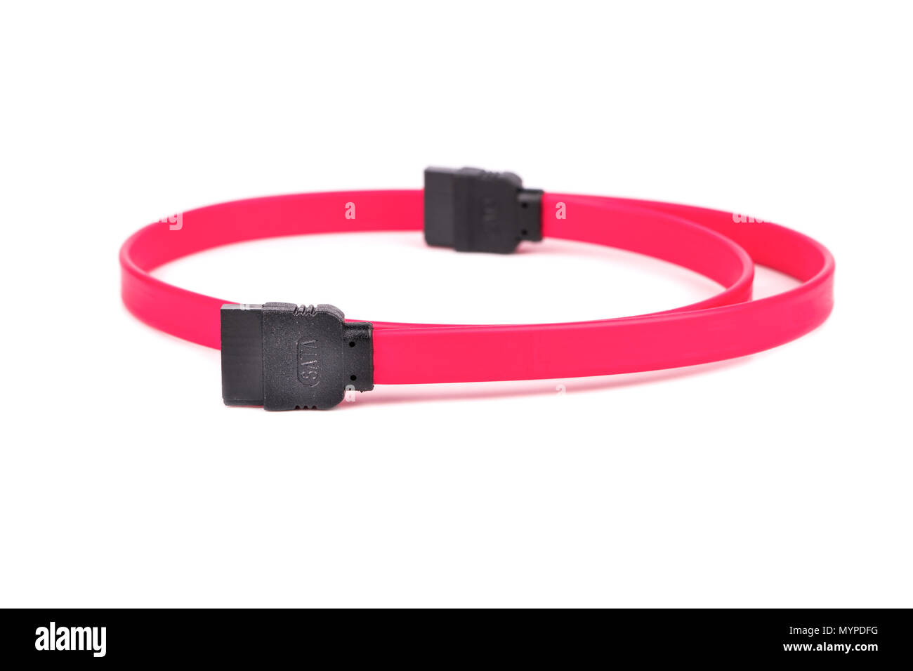 The stranded red sata cable on a white background Stock Photo - Alamy