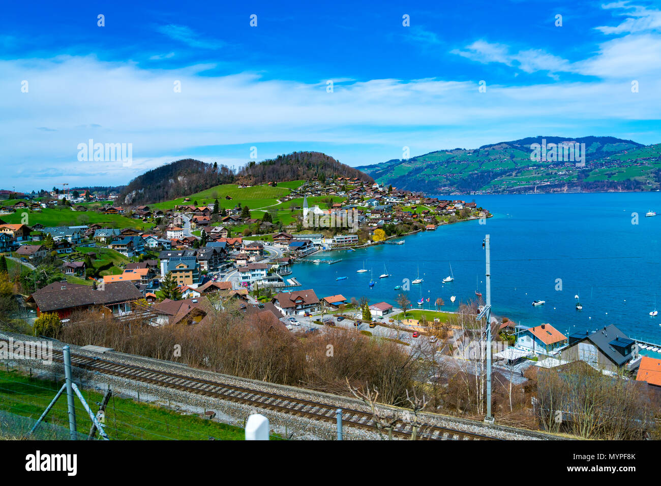 Beautiful landscape of Brienz Village at the shore of Lake Brienz in ...