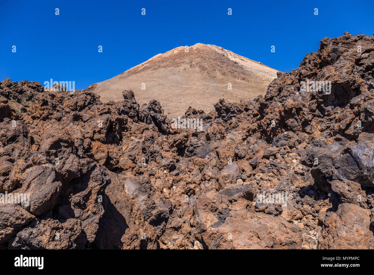 Mount Teide and volcanic rocks, Tenerife, Canary Islands, Spain Stock ...