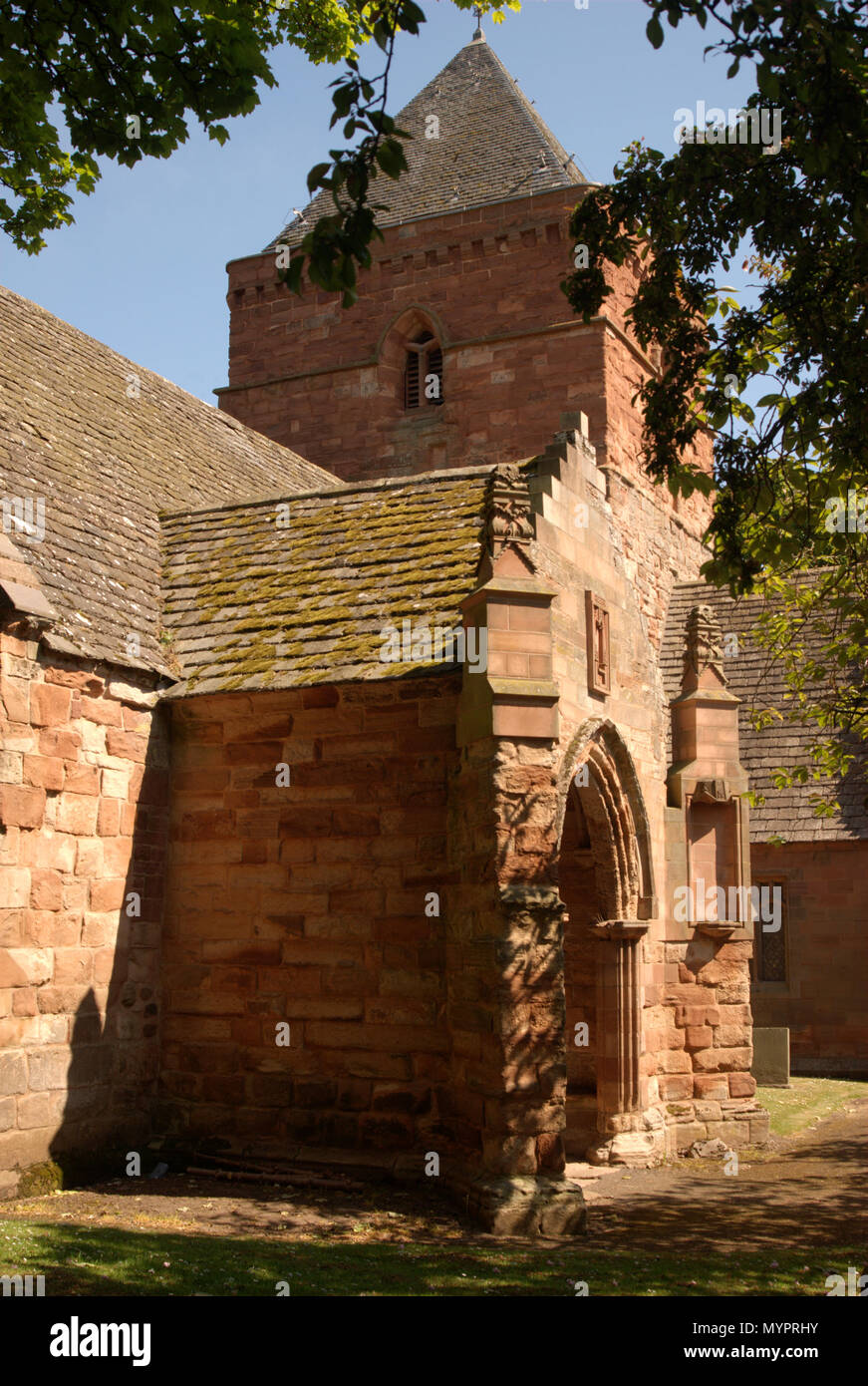 entrance and tower of Whitekirk church Stock Photo - Alamy