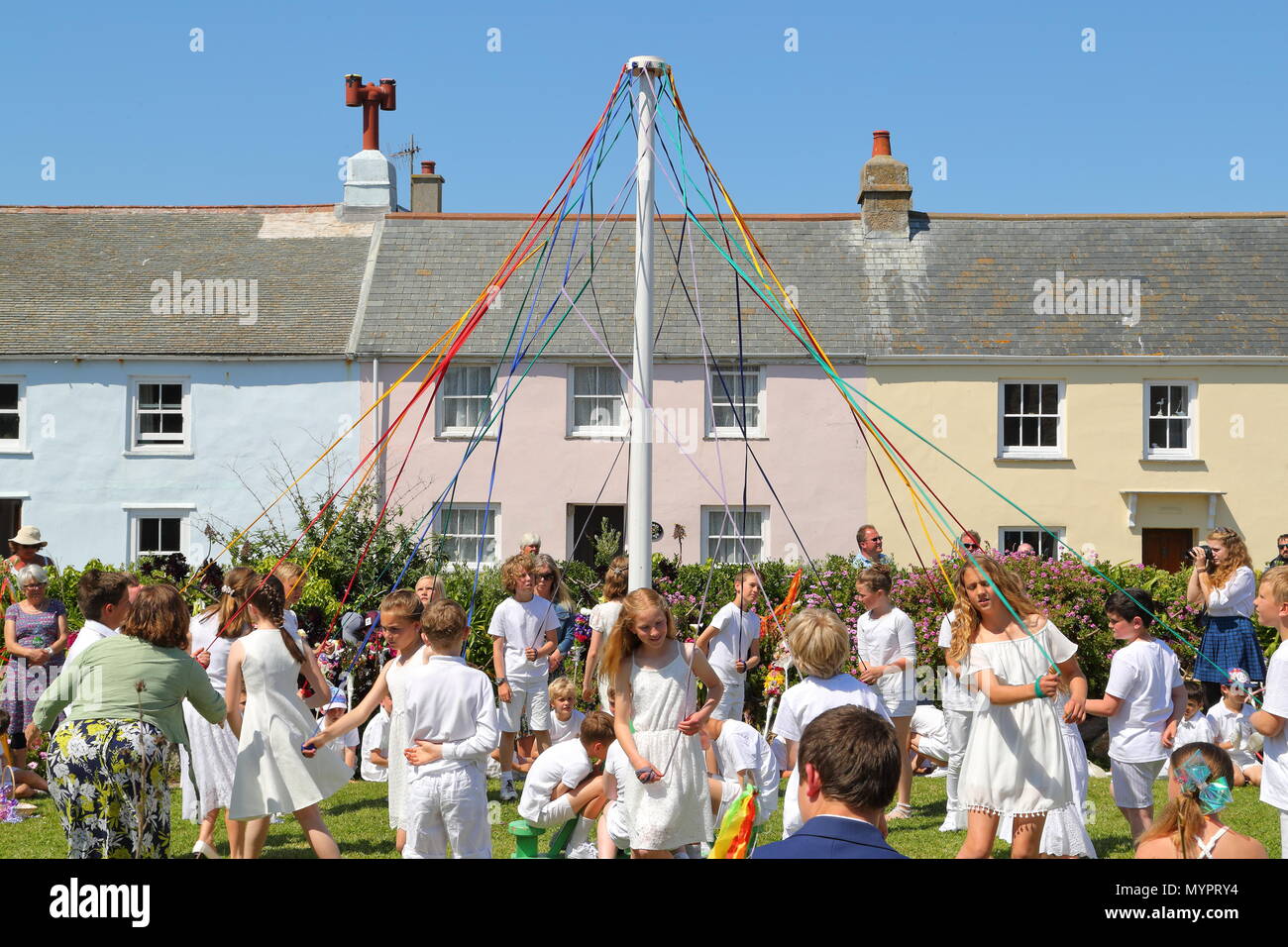Village fete of the crowning of the May Queen at St Mary's, Isles of ...