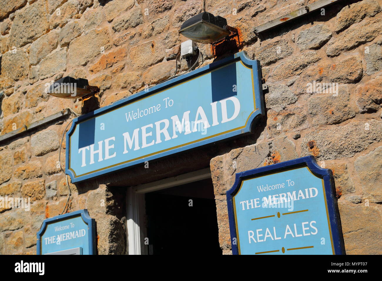Entrance to the Mermaid pub on St Mary's, Isles of Scilly, UK Stock ...