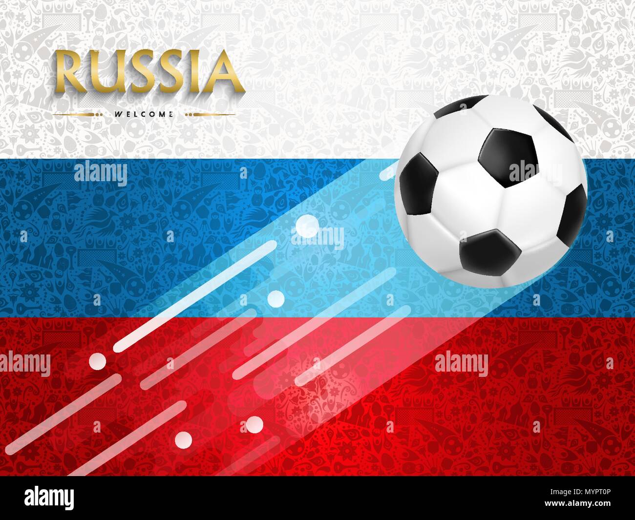Russia soccer event illustration, background design of football ball ...
