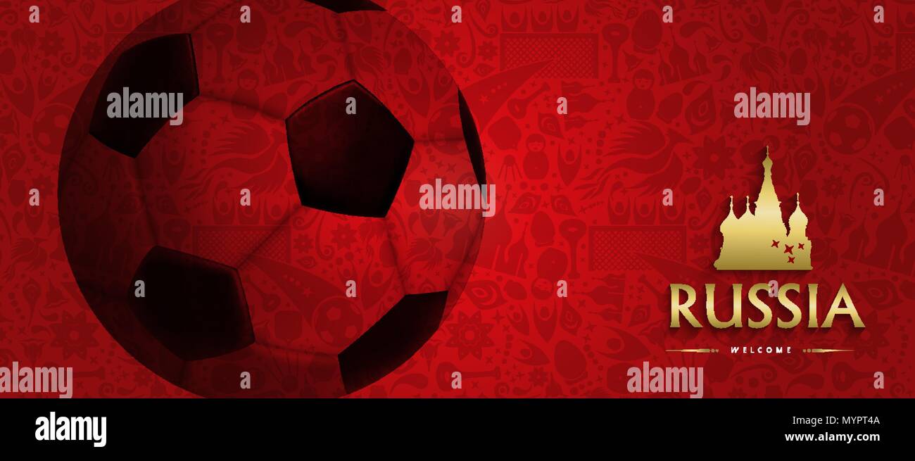 Russia soccer event illustration, web banner design of football ball ...