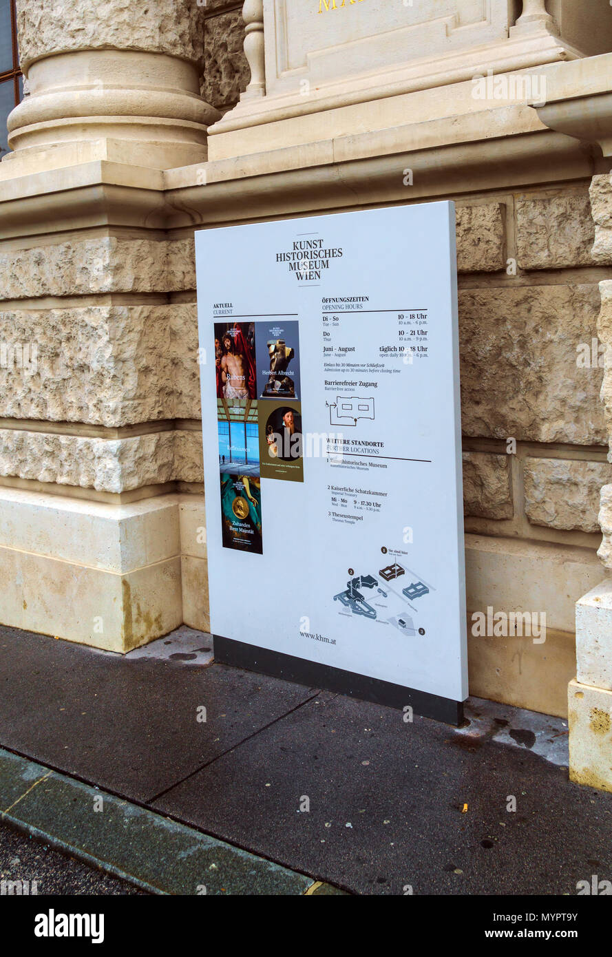 Vienna, Austria - October 22, 2017: Stand with map of Museum of Art ...