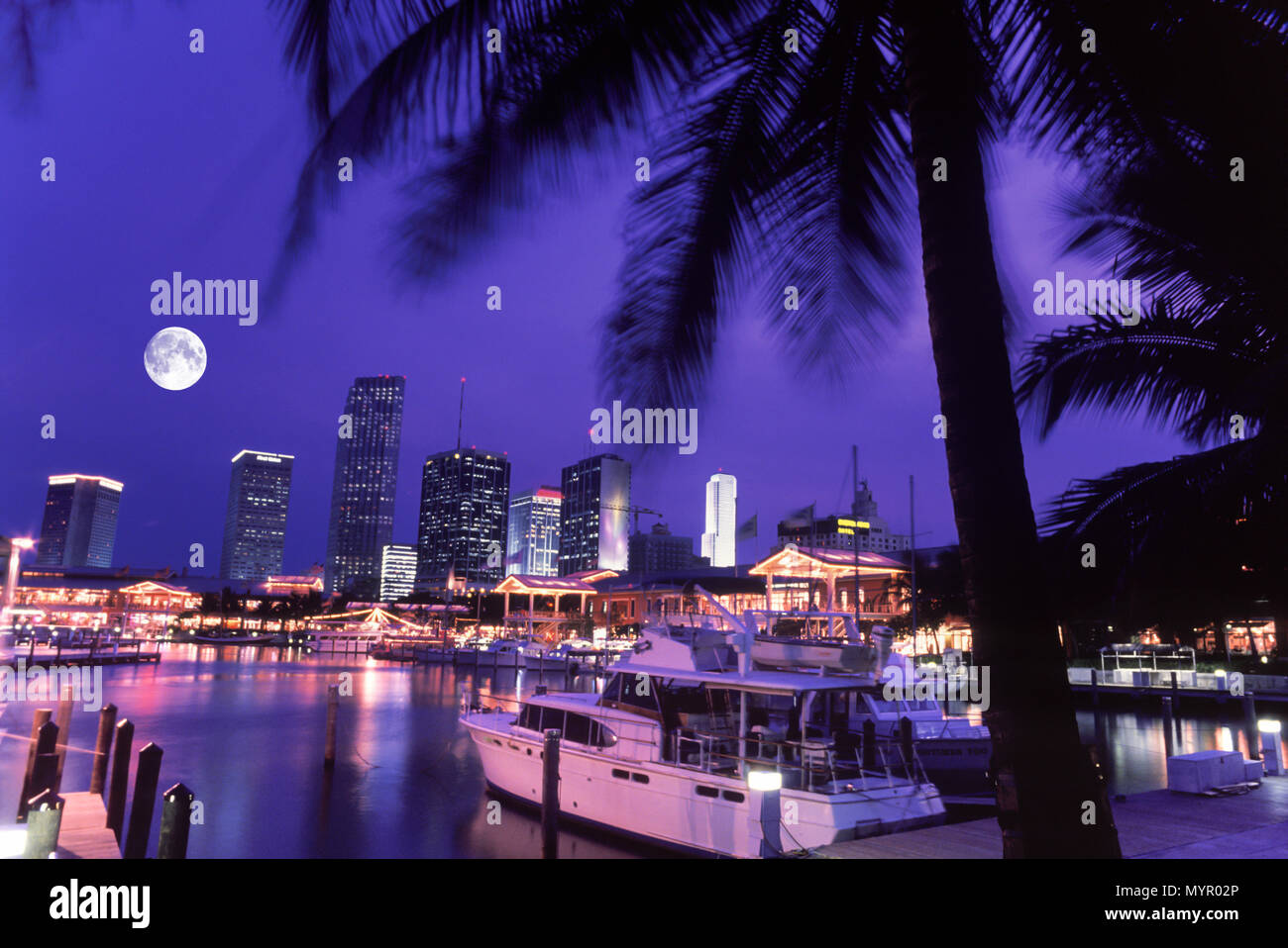 1992 HISTORICAL BAYSIDE MARKETPLACE MARINA DOWNTOWN SKYLINE MIAMI ...