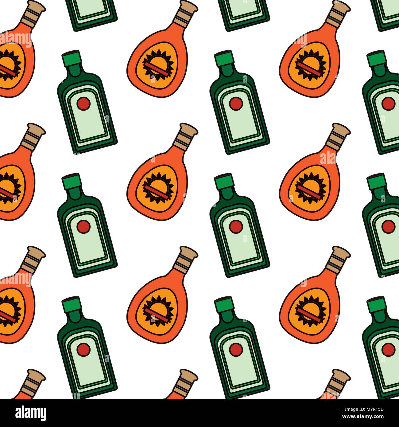 colorful hard liquor and wiskey bottle background Stock Vector Image ...