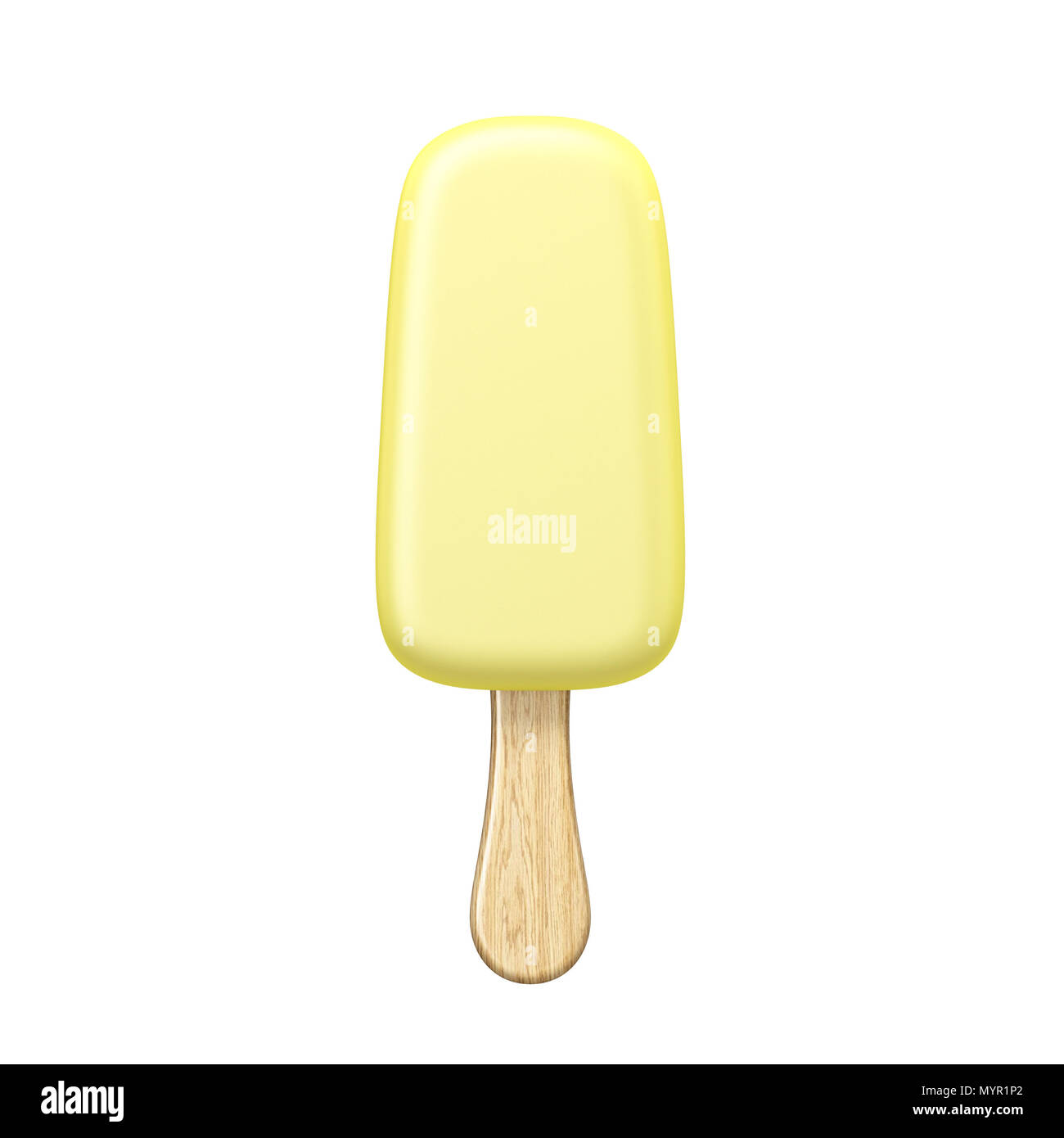 Yellow popsicle 3D rendering illustration isolated on white background ...