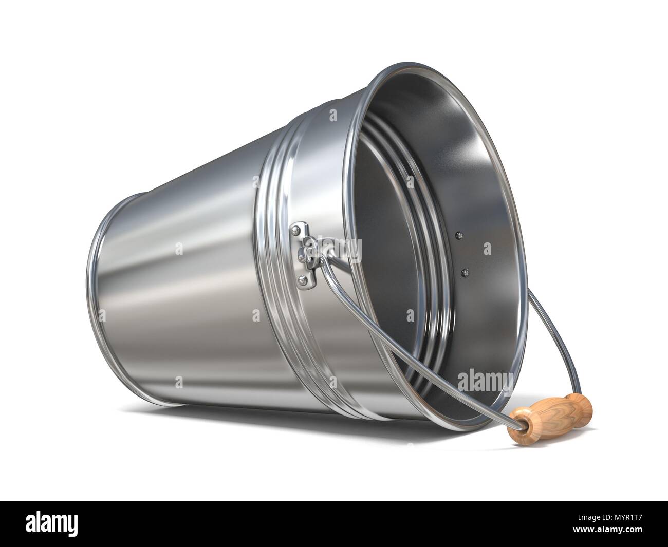 Empty metal bucket 3D rendering illustration isolated on white ...