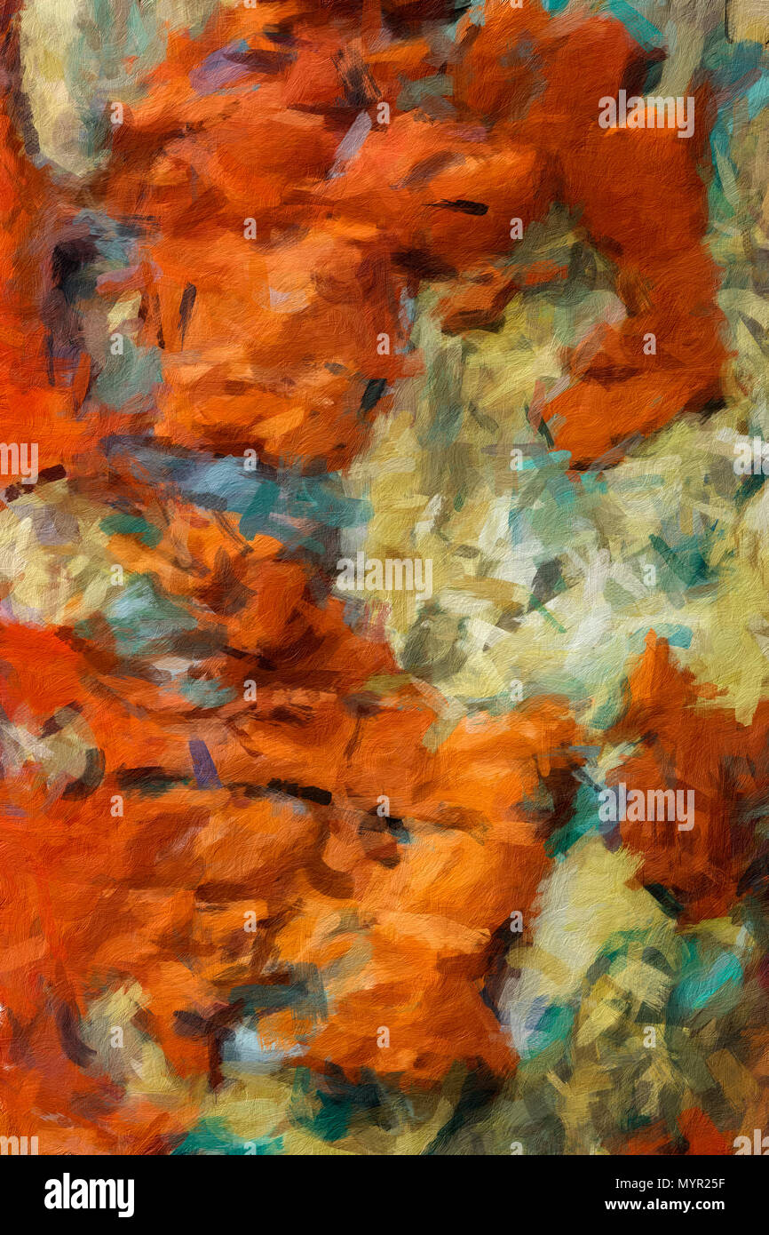 Abstract digital oil painting on canvas full of texture and bright ...