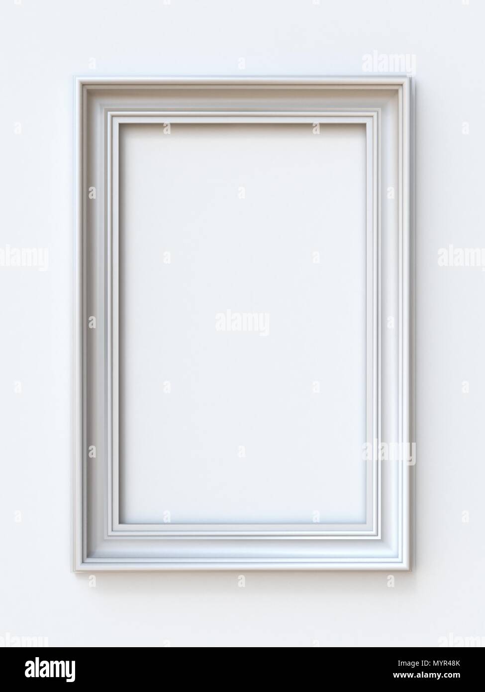 White picture frame rectangular 3D rendering illustration isolated on ...