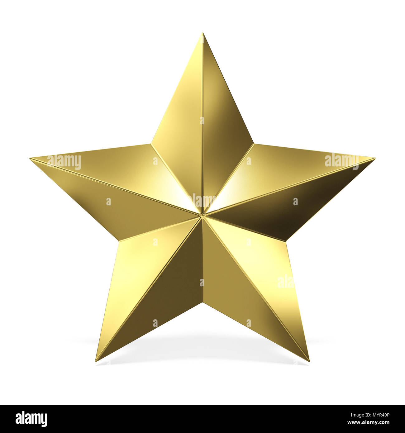 Golden star 3D rendering illustration isolated on white background ...