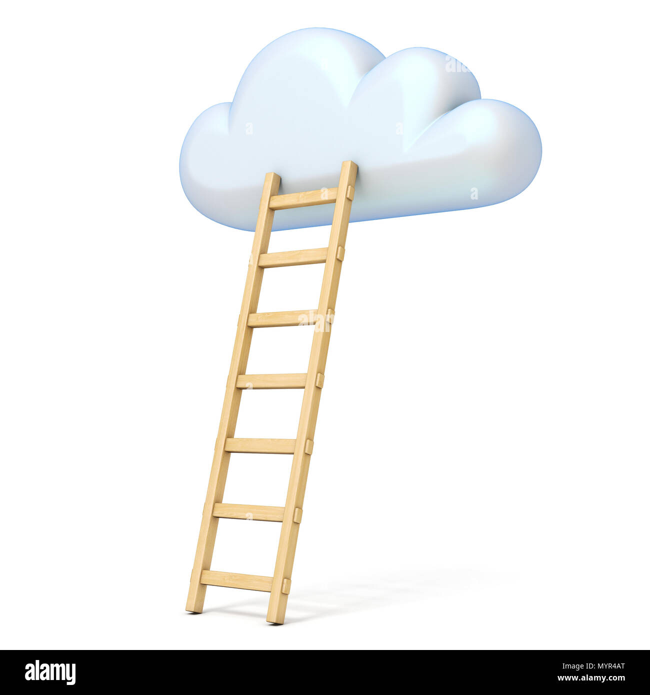 Cloud shape and ladder 3D rendering illustration isolated on white ...