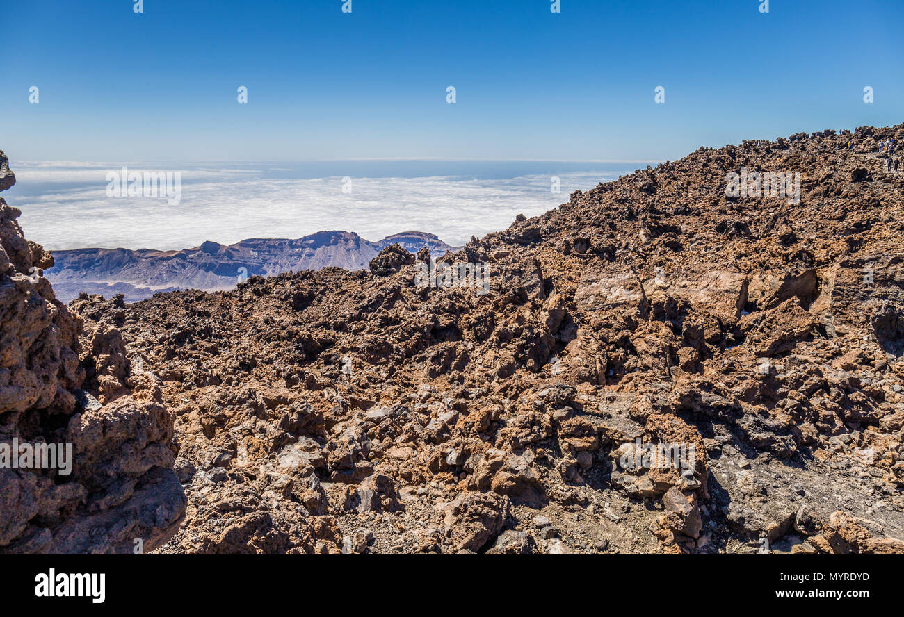 Volcanic rocks, Mount Teide, view from Teleferico, Tenerife, Canary ...