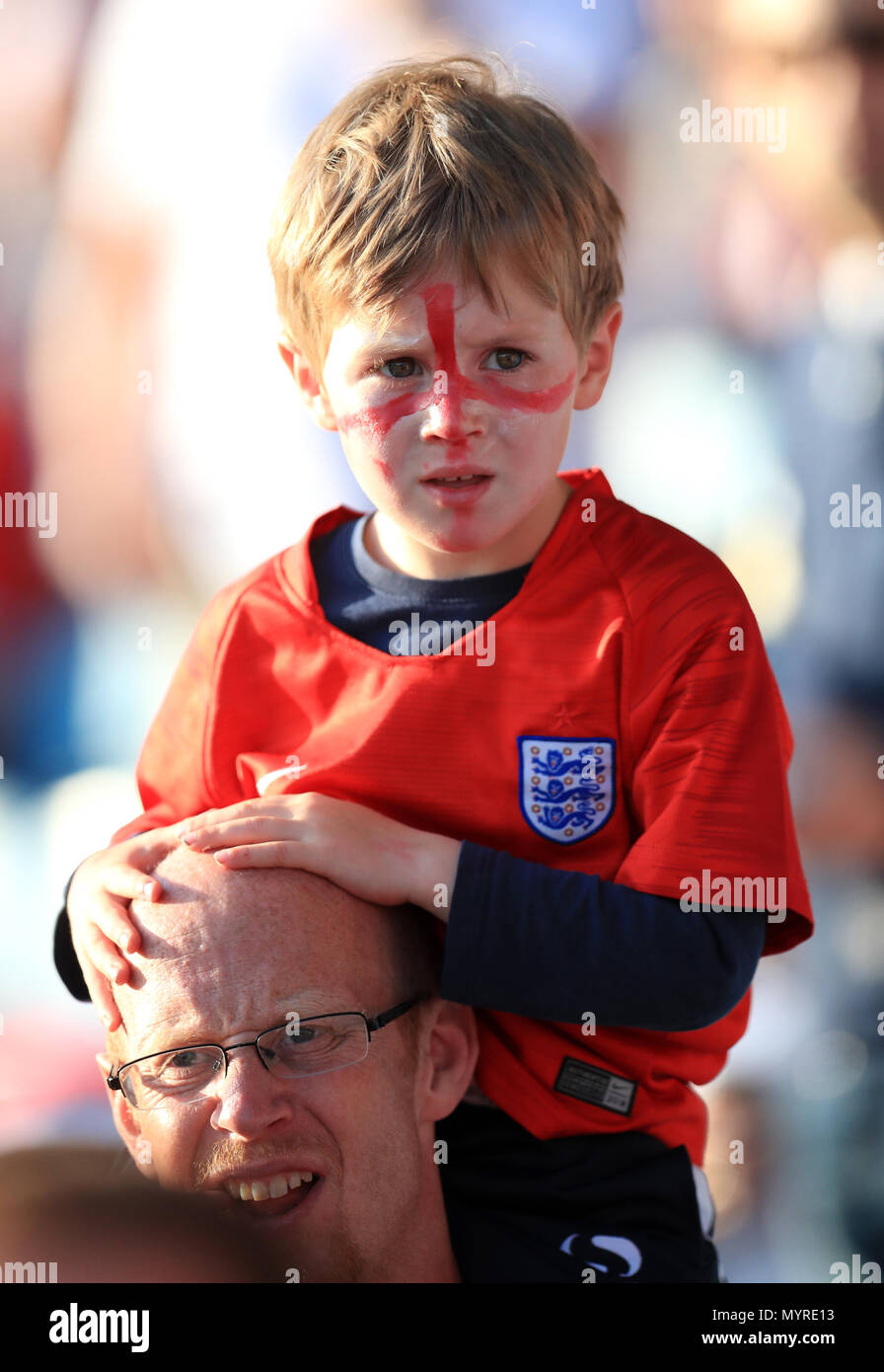 An England fan in facepaint during the International Friendly match at ...