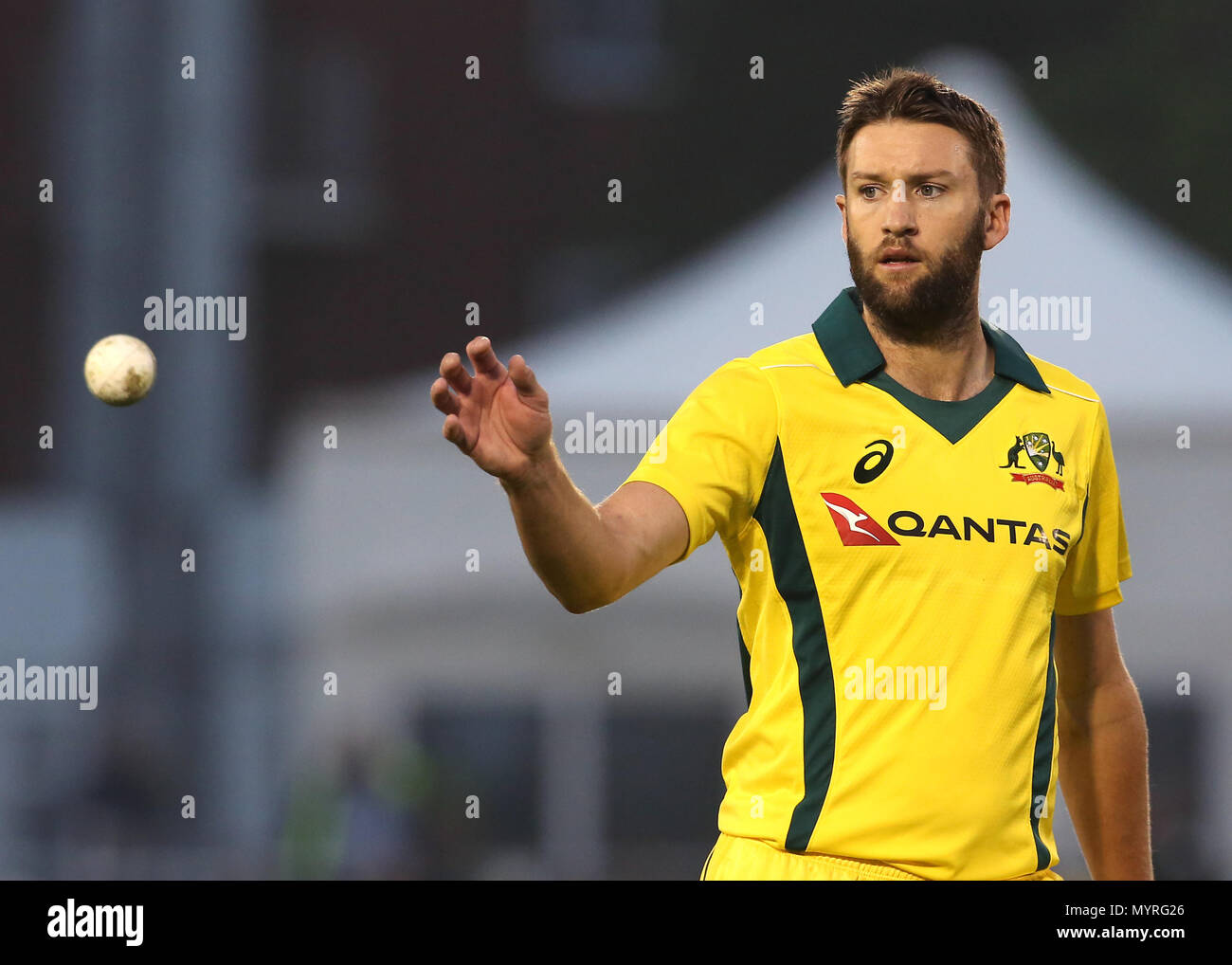 Australia's Andrew Tye prepares to bowl during the tour match at the ...