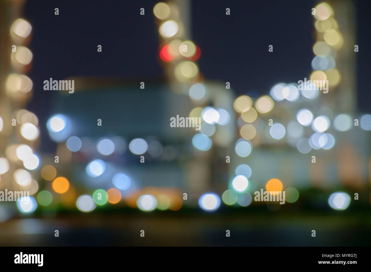 Abstract blur background. View of Oil refinery at night Stock Photo - Alamy