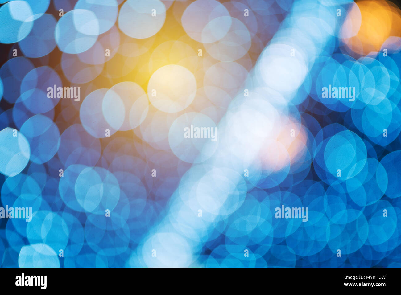 Defocused blue bokeh light as abstract festive holiday and celebration ...