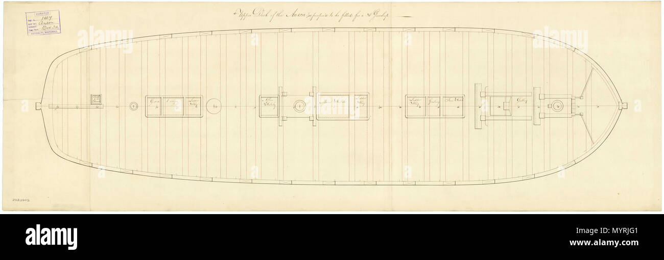 . English: ANSON 1781 Upper deck plan 366 ANSON 1781 RMG J7728 Stock ...