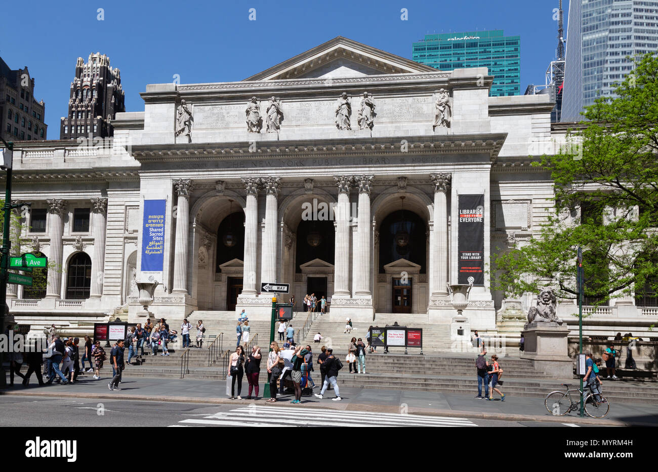 New York Public Library exterior, Fifth Avenue, New York city USA Stock ...