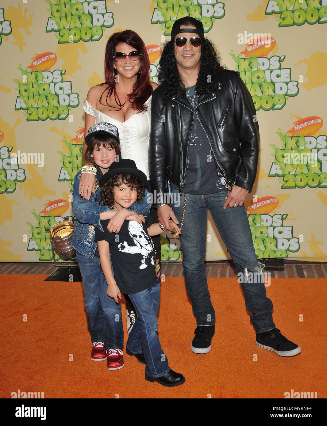 Slash with wife and kids - NickelOdeon 22th Kids Choice Awards at the ...