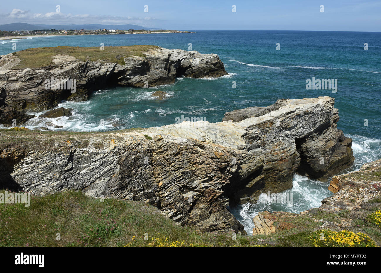 Coastal headland and rocks near Ribadeo in Galicia Northern Spain Stock ...