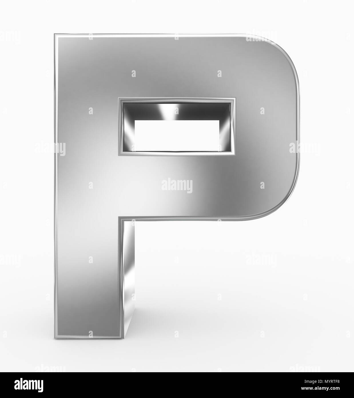 letter P 3d cubic rounded silver isolated on white - 3d rendering Stock ...