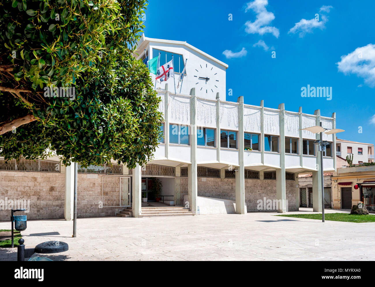 Square Umberto the first (Piazza Umberto I) in the city of Porto Torres ...