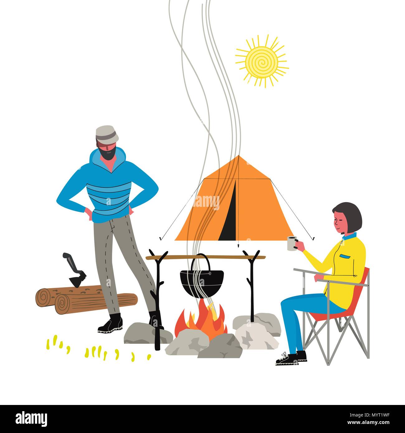 Scout campfire Stock Vector Images - Alamy