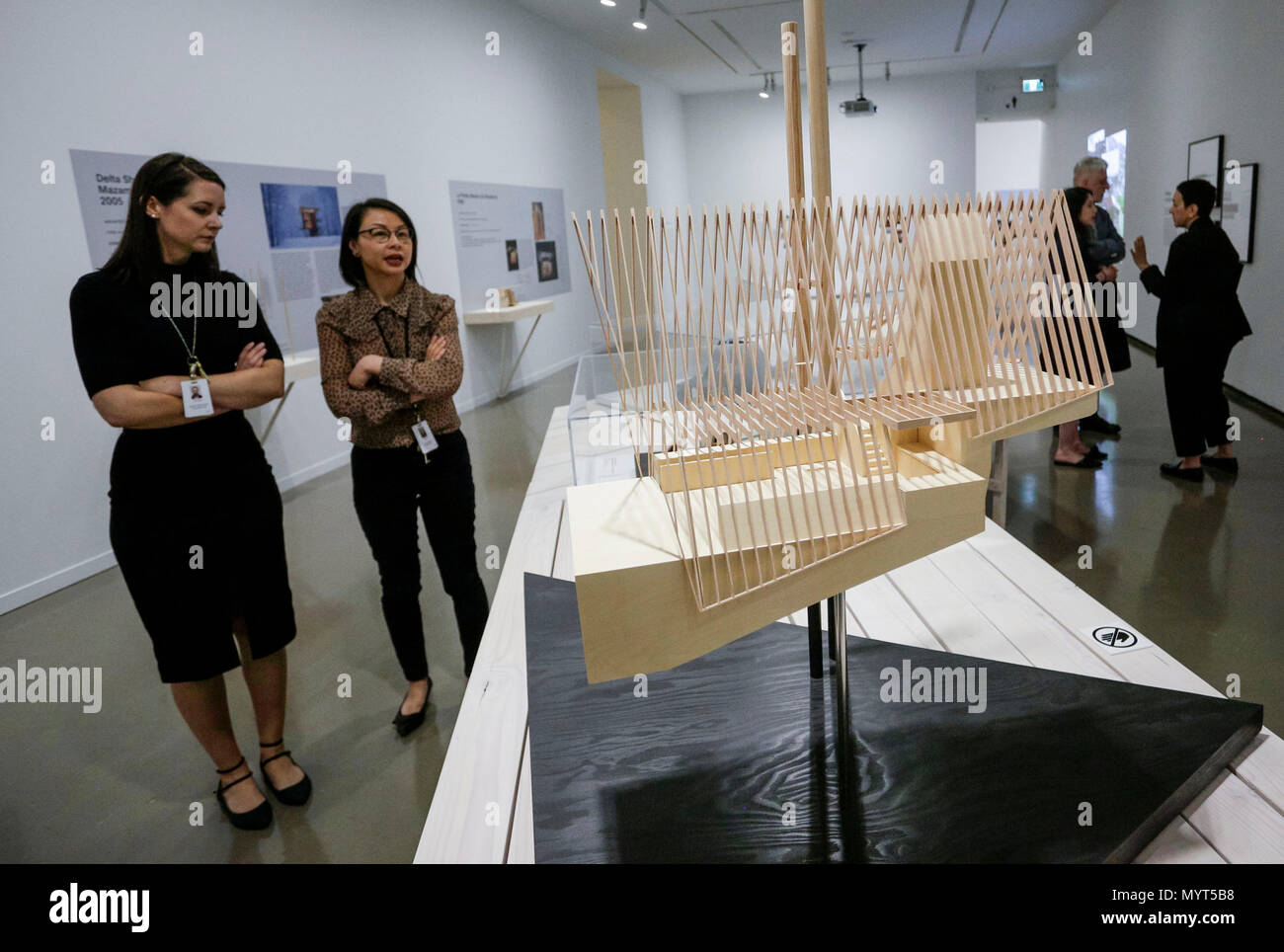 Vancouver, Canada. 7th June, 2018. Visitors view a modern cabin's ...