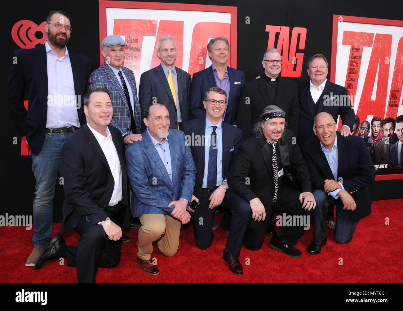 Los Angeles, USA. 7th June, 2018. The original group of tag-playing men ...