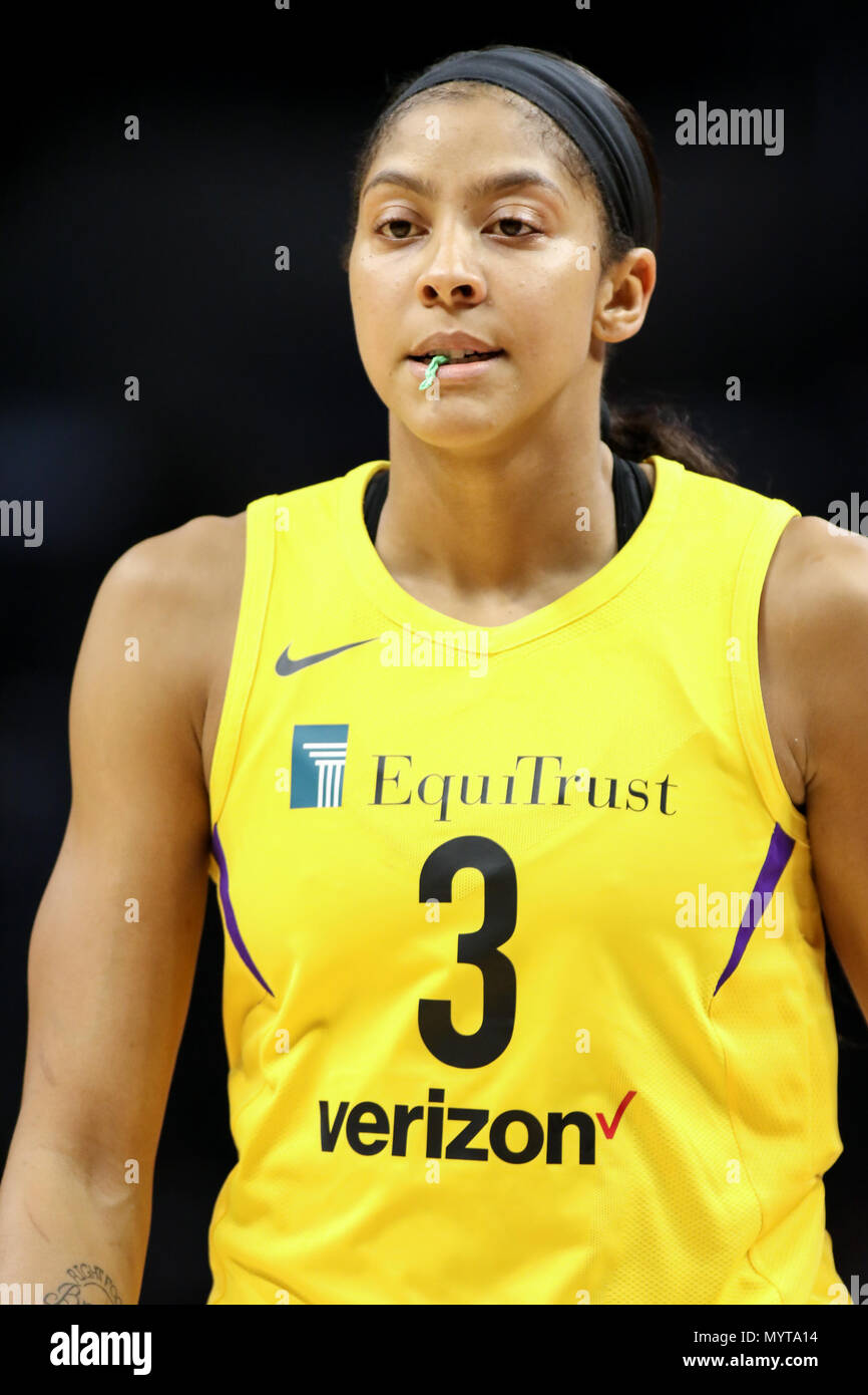 Los Angeles Sparks forward Candace Parker #3 with gum during the ...