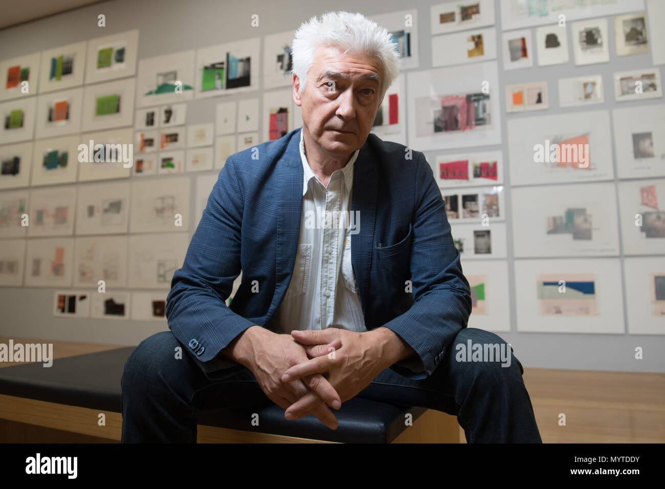 08 June 2018, Germany, Dresden: Austrian artist Christian Sery sitting ...