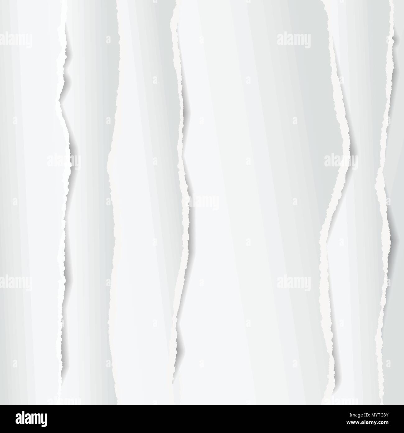 White oblong paper strips placed one over another with torn edge in ...