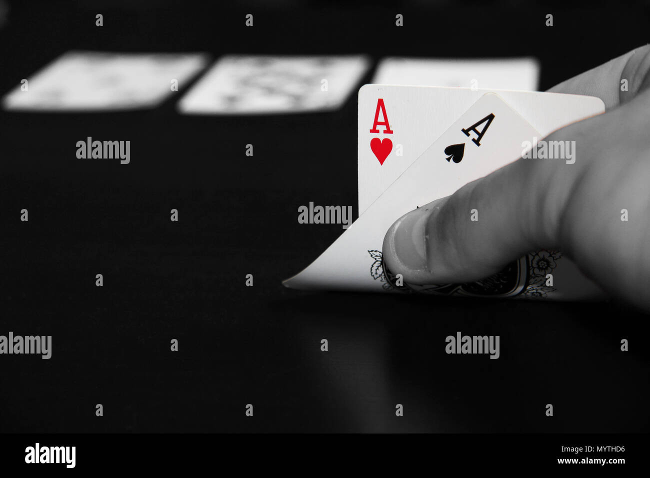 Hand show pair aces hi-res stock photography and images - Alamy