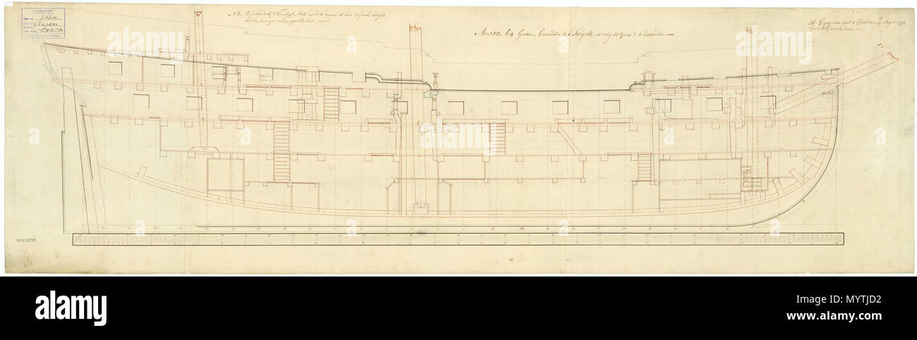 . English: ANSON 1781 Inboard profile plan 366 ANSON 1781 RMG J7730 ...
