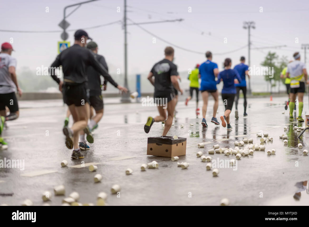 Refreshment point runners running hi-res stock photography and images ...