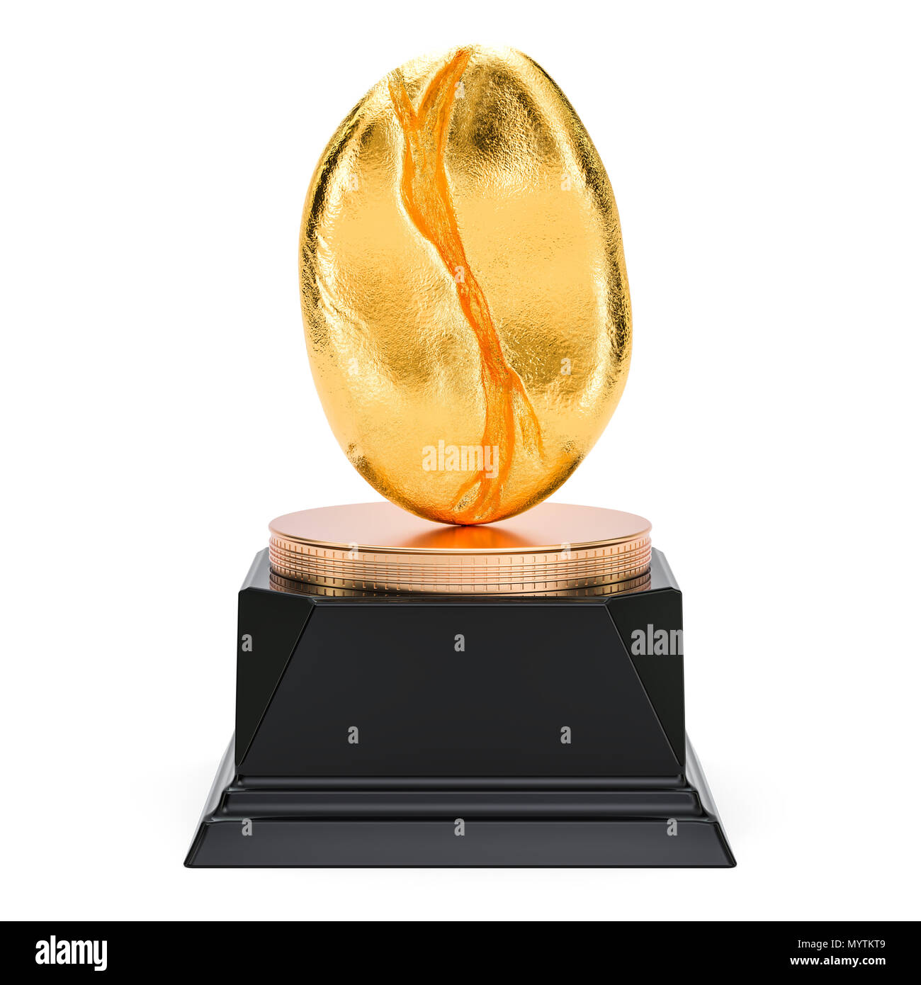 Best coffee concept, golden award. 3D rendering isolated on white ...