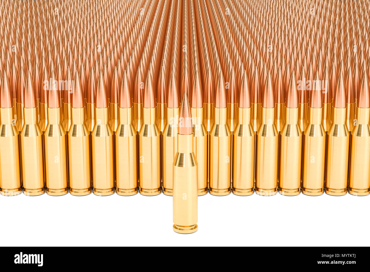 Bullets for assault rifle, 3D rendering isolated on white background ...