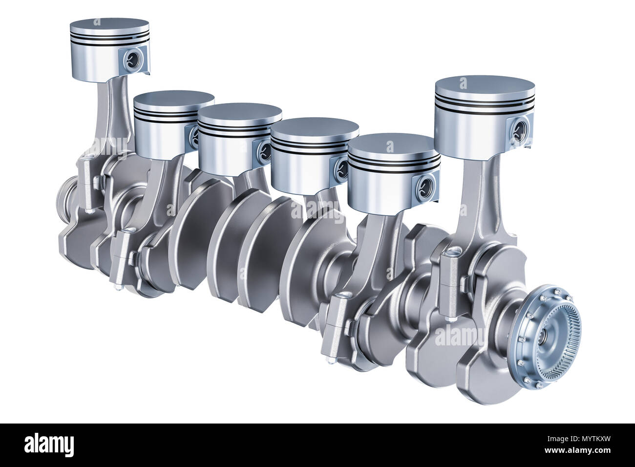 Straight-six engine isolated on white background Stock Photo - Alamy