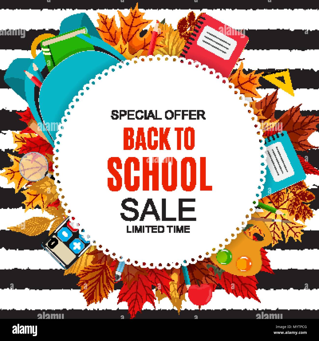 Abstract Vector Illustration Back to School Sale Background with ...