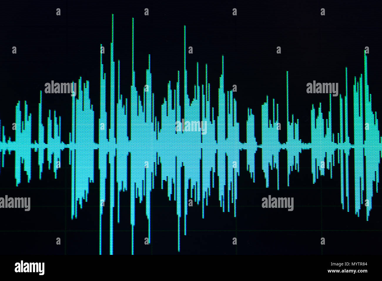 Audio sound wave studio editing computer program screen showings sounds ...