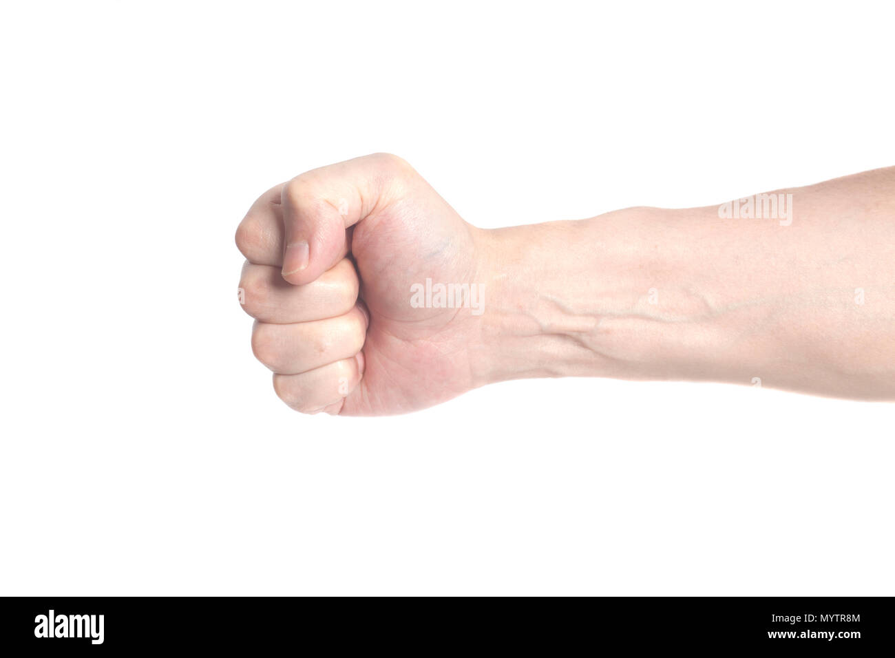 Hand with clenched a fist isolated on a white background Stock Photo ...