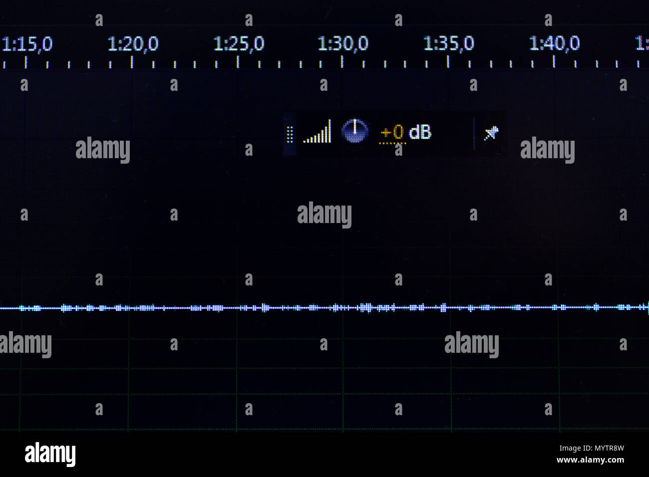 Audio sound wave studio editing computer program screen showings sounds ...